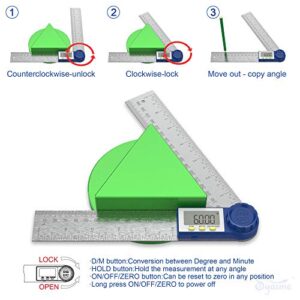 Digital Angle Finder Stainless Steel 7" 200mm 360° Angle Finder Tool for Woodworking,Machinery,Construction,Drawing,DIY Etc,Includes Special Storage Box,Polishing Cloth