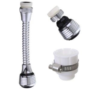 alfyng 3 pack faucet extension tubes - kitchen faucet extender, flexible 360 degrees stainless steel faucet sprayer extension, water saving device anti-splash faucet 2 modes with universal connector