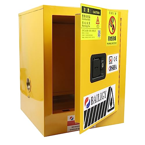 DYRABREST Safety Storage Cabinet for Liquids Fireproof Leakproof Cabinet with Manual Doors Cold Rolled Steel Flammable Cabinet(Yellow) (12 Gallon)