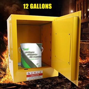 DYRABREST Safety Storage Cabinet for Liquids Fireproof Leakproof Cabinet with Manual Doors Cold Rolled Steel Flammable Cabinet(Yellow) (12 Gallon)