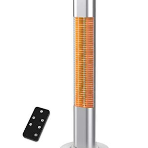 1500W Electric Infrared Standing Heater for Patio, Outdoor Portable Vertical Heater with Heating Gold Tube, LED Touch Screen Display & Remote Control, 24H Auto Shut Off and Super Quiet