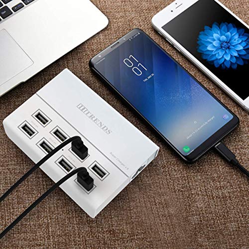 HITRENDS Power Strip Surge Protector 6 Outlets with 6 USB Ports & 8 Ports USB Charging Station - White