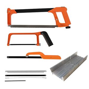 hacksaw set, steel saw 12 inch with replaceable saw blades and metal miter, 3pcs handsaws (hacksaw frame, mini hacksaw, junior hacksaw) for wood