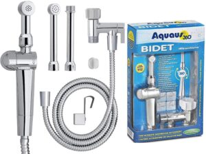 rinseworks - aquaus 360 handheld bidet sprayer for toilet - nsf cupc certified for legal installation - 2 backflows - dual pressure controls – 3” to 11” spray reach - 3 year warranty (polymer sprayer)