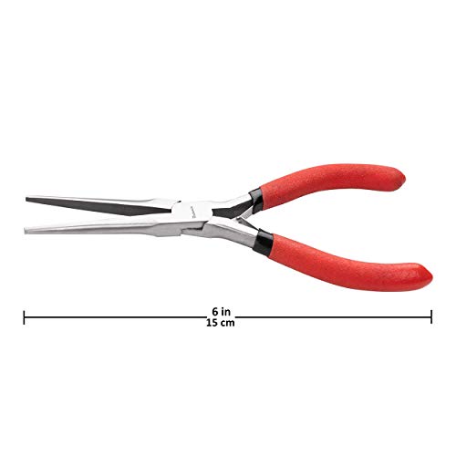 Outeels Needle Nose Pliers 6 Inch - Precision Pliers with Extra Long Tapering and Non-Serrated Jaws for Jewelry Making, Bending Wire and Small Object Gripping - Pack 1