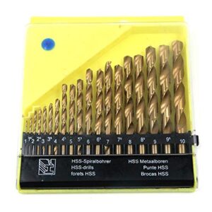 quluxe 1.0 to 10mm cobalt steel twist drill bits heat resistant metal drill bits for wood, aluminum, plastic, iron sheet (set of 19 pcs)