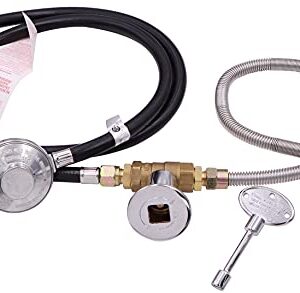 METER STAR Propane Fire Pit/Fireplace Parts Propane Gas Control Valve System Regulator Valve with Hose and Key Kit,Max 90,000 BTU