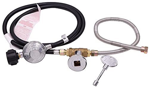 METER STAR Propane Fire Pit/Fireplace Parts Propane Gas Control Valve System Regulator Valve with Hose and Key Kit,Max 90,000 BTU