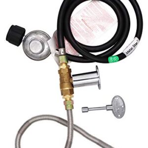 METER STAR Propane Fire Pit/Fireplace Parts Propane Gas Control Valve System Regulator Valve with Hose and Key Kit,Max 90,000 BTU