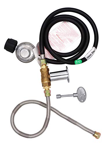 METER STAR Propane Fire Pit/Fireplace Parts Propane Gas Control Valve System Regulator Valve with Hose and Key Kit,Max 90,000 BTU