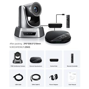 Tenveo PTZ Video Conference Camera 10X Optical Zoom 1080p Full HD USB Webcam with Remote Control for YouTube/Twitch/OBS Live Streaming Skype/Zoom/Teams Meeting Business Church Events Education