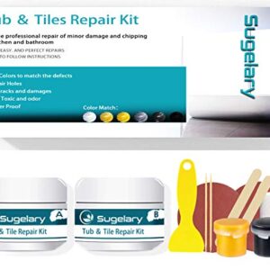 Tub, Tile and Shower Repair Kit (Color Match), Fiberglass Repair Kit, Porcelain Repair Kit for Tubs, Ceramic Toilet Fiberglass Stone Chips Scraps Drill Holes Repair Tub and Tile Refinishing Set