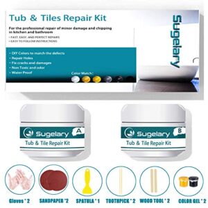 Tub, Tile and Shower Repair Kit (Color Match), Fiberglass Repair Kit, Porcelain Repair Kit for Tubs, Ceramic Toilet Fiberglass Stone Chips Scraps Drill Holes Repair Tub and Tile Refinishing Set