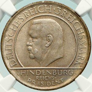 1 de 1929d germany weimar constitution president hinde 3 mark ms 64 ngc