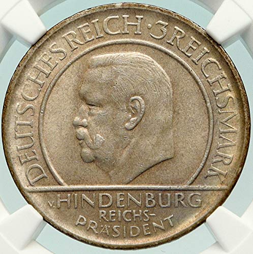 1 DE 1929D GERMANY Weimar Constitution President Hinde 3 Mark MS 64 NGC