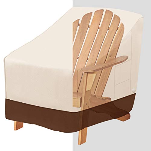 Tuyeho Patio Chair Cover 40 x 37 x 30 inch, 900D Heavy Duty Outdoor Adirondack Chair Cover, Waterproof & Weather Resistant for Your Patio Lounge Deep Seat Chair (Beige & Brown)