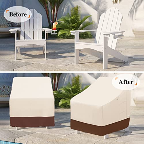 Tuyeho Patio Chair Cover 40 x 37 x 30 inch, 900D Heavy Duty Outdoor Adirondack Chair Cover, Waterproof & Weather Resistant for Your Patio Lounge Deep Seat Chair (Beige & Brown)