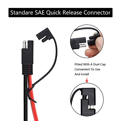 SinLoon Solar to SAE Connectors Adapter, 10AWG Solar Panel Connector Cable, PV Extension Cable Wire with SAE Polarity Reverse Adapter