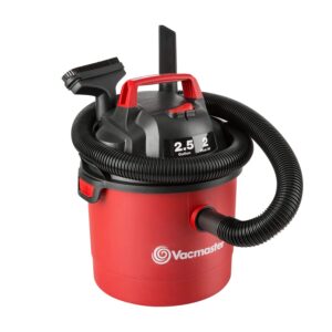 vacmaster 2.5 gallon shop vacuum cleaner 2 peak hp power suction lightweight 3-in-1 wet dry vacuum with blower & wall mount design for cleaning car, boat, pet hair, hard floor