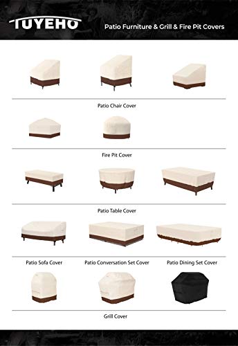 Tuyeho Patio Square Fire Pit Cover 36 x 36 x 22 inch, 600D Heavy Duty Outdoor Fire Table Cover, Waterproof & Weather Resistant for Your Fire Bowl (Beige & Brown)