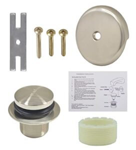 gold-hao-the-bathroom tip-toe bathtub drain kit - with 1 hole bathtub overflow drain cover & tip-toe tub trim set (brushed nickel)