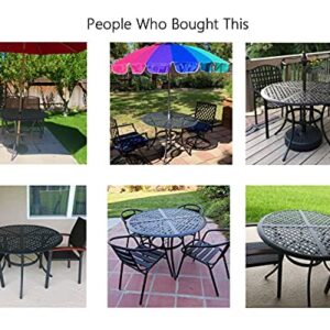 PatioFestival 42. 1" x 42. 1" x28. 3" Round Outdoor Dining Table Space Saving Patio Bistro Table with Umbrella Hole All Weather Steel Frame Metal in Black