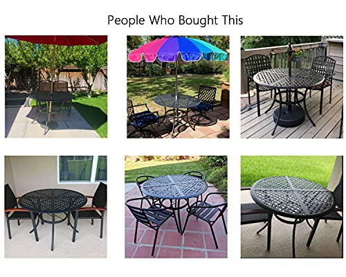 PatioFestival 42. 1" x 42. 1" x28. 3" Round Outdoor Dining Table Space Saving Patio Bistro Table with Umbrella Hole All Weather Steel Frame Metal in Black