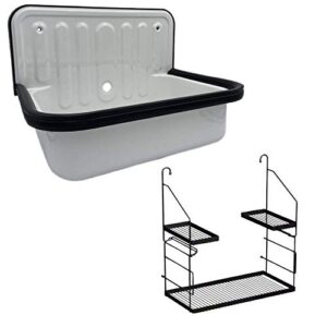 alape bucket sink small service sink glazed steel utility sink and utensilo storage caddy, with overflow, black trim