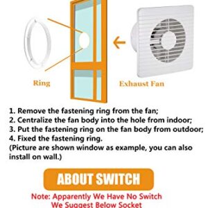 FanGoFast 4 Inch Exhaust Fan Ventilation Extractor with Anti-backflow Ventilation Fan,12W Powerful Kitchen Extractor Fan,Window and Wall Mount Vent Fans, For Kitchen Bathroom Greenhouse Garage