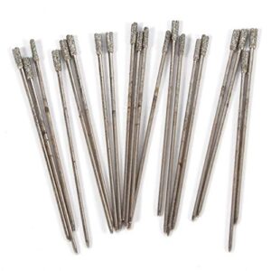 VIFERR Drill Bits, 20PCS 1mm Diamond Coated Lapidary Drill Bits Solid Bits Needle for Jewelry Agate