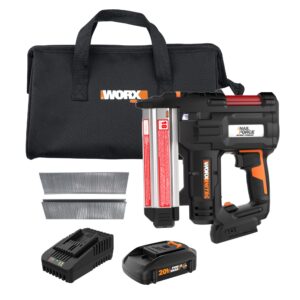 worx wx840l 20v power share cordless 18 gauge nail & staple gun