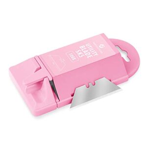 FantastiCAR 100-Pack Utility Knife Box Cutter Blades SK5 Carbon Steel with Pink Dispenser