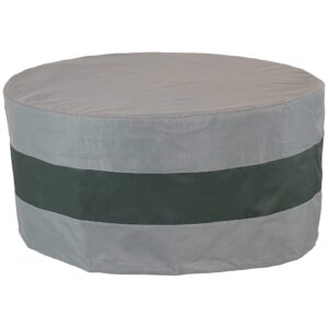 Sunnydaze 2-Tone Round Outdoor Fire Pit Cover - Heavy-Duty 300D Polyester with Drawstring - Gray/Green - 48-Inch x 18-Inch