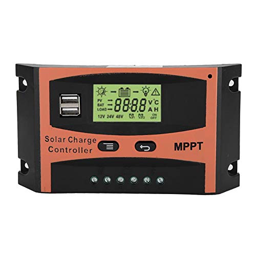 Solar Charge Controller, 12V/24V MPPT Solar Panel Battery Regulator with LCD Display, Overload Protection for Home, Industry, Commercial, 60A(60A)