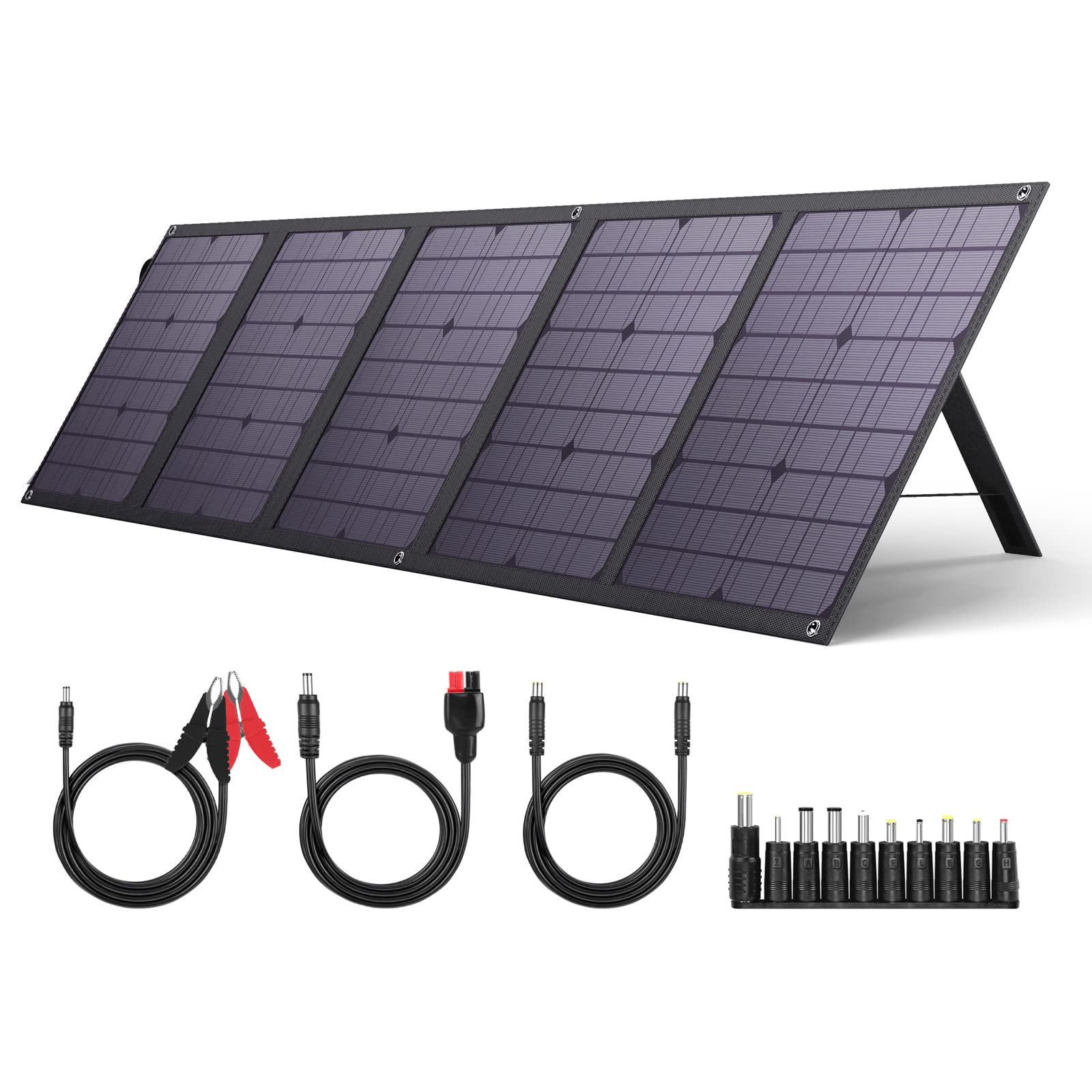 BigBlue 80W Portable Solar Panels with DC(18V/4.45A)+ PD USB-C+ 2 USB Outputs, Camping Solar Charger with Kickstand for Jackery/ROCKPALS/Anker/FlashFish/Bluetti Power Station, Cellphones, iPad etc.