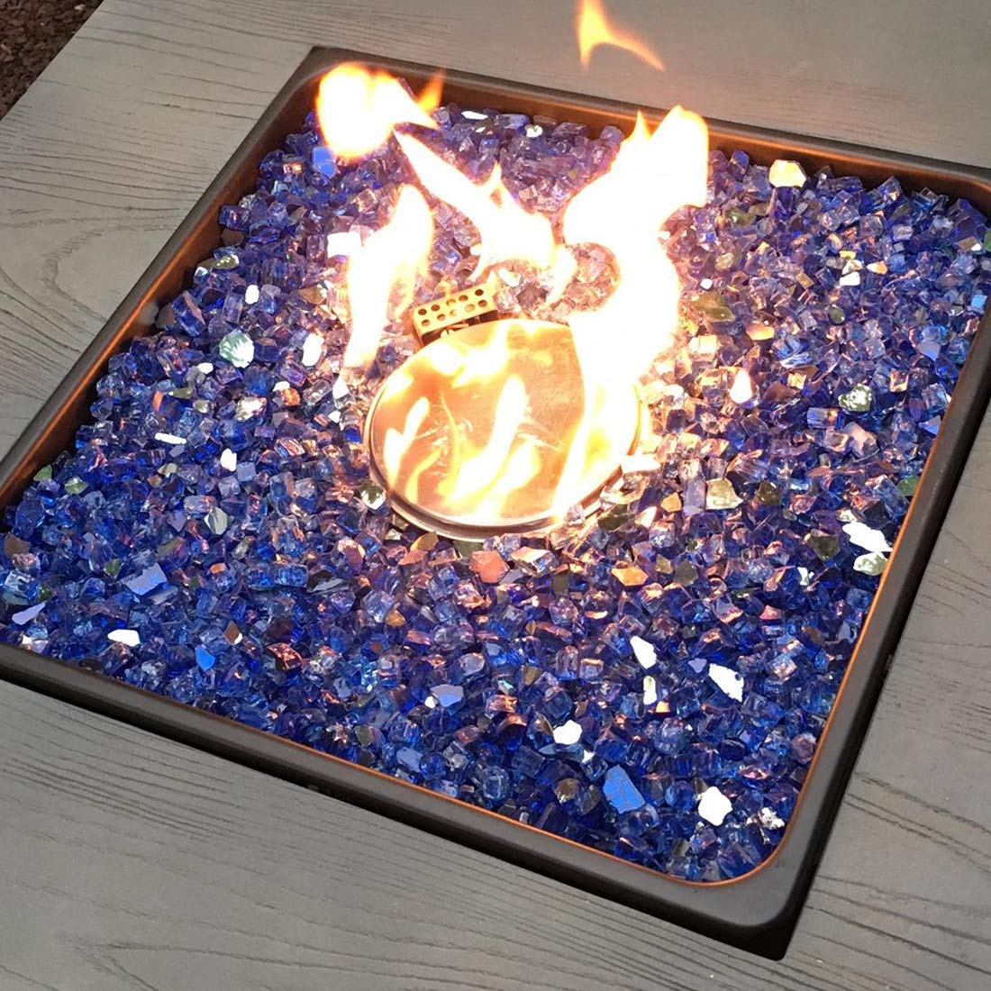 GASPRO 30-Pound Fire Glass – 1/2 Inch Reflective Tempered Fireglass with Fireplace Glass and Fire Pit Glass, Cobalt Blue Reflective