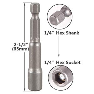 Yakamoz 10Pcs Magnetic Nut Setter Driver Drill Bit Set 1/4" Hex Shank to 1/4" Hex Socket Power Nut Driver Bits, 2-Inch Length