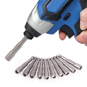 Yakamoz 10Pcs Magnetic Nut Setter Driver Drill Bit Set 1/4" Hex Shank to 1/4" Hex Socket Power Nut Driver Bits, 2-Inch Length