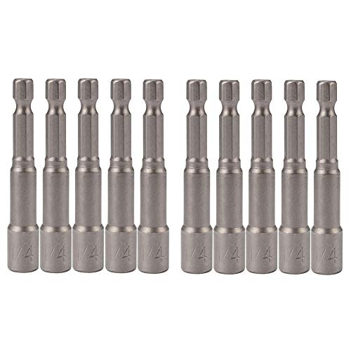 Yakamoz 10Pcs Magnetic Nut Setter Driver Drill Bit Set 1/4" Hex Shank to 1/4" Hex Socket Power Nut Driver Bits, 2-Inch Length