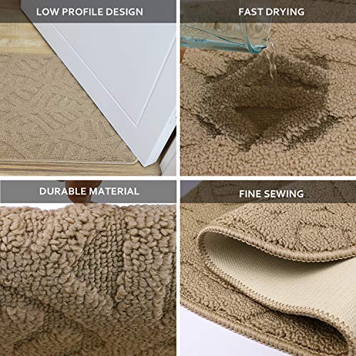 TOONOW Indoor Doormats Front Door Mat,32 "x17, Low-Profile Machine Washable Kitchen Rug, Absorbent Mud Half Round Entrance Mat for Outdoors, Entryway, Patio, Bedroom, Beige