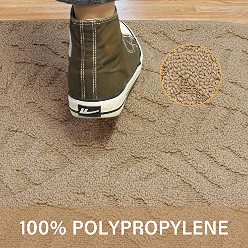 TOONOW Indoor Doormats Front Door Mat,32 "x17, Low-Profile Machine Washable Kitchen Rug, Absorbent Mud Half Round Entrance Mat for Outdoors, Entryway, Patio, Bedroom, Beige