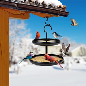 BOLITE Bird Feeder for Outdoors Hanging, Wild Bird Feeders for Outside, 18039 Two-Tier Tray Bird Feeder, Black