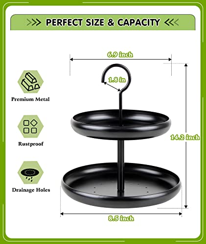 BOLITE Bird Feeder for Outdoors Hanging, Wild Bird Feeders for Outside, 18039 Two-Tier Tray Bird Feeder, Black