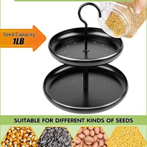 BOLITE Bird Feeder for Outdoors Hanging, Wild Bird Feeders for Outside, 18039 Two-Tier Tray Bird Feeder, Black