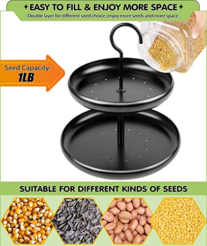 BOLITE Bird Feeder for Outdoors Hanging, Wild Bird Feeders for Outside, 18039 Two-Tier Tray Bird Feeder, Black