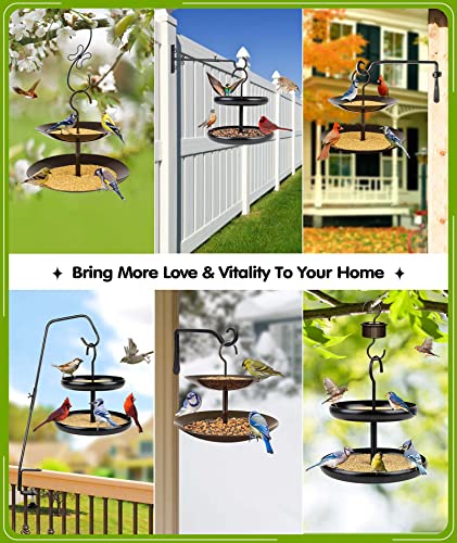 BOLITE Bird Feeder for Outdoors Hanging, Wild Bird Feeders for Outside, 18039 Two-Tier Tray Bird Feeder, Black