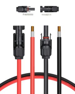 bougerv 10 feet 12awg solar extension cable with female and male connector with extra free pair of connectors solar panel adaptor kit tool (10ft red + 10ft black)