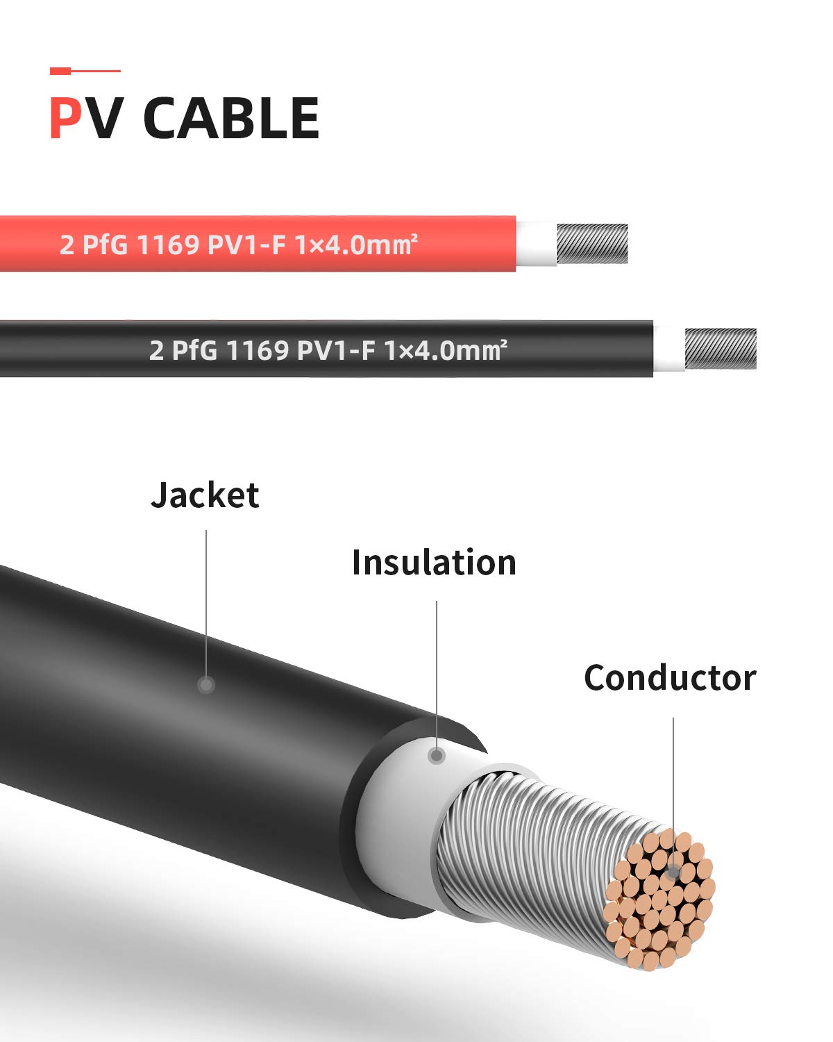 BougeRV 10 Feet 12AWG Solar Extension Cable with Female and Male Connector with Extra Free Pair of Connectors Solar Panel Adaptor Kit Tool (10FT Red + 10FT Black)