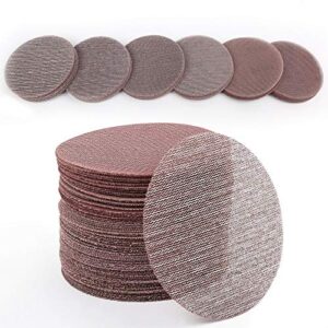 lotfancy 5 inch sanding discs, 60pcs 80 100 120 180 240 320 grit mesh abrasive dustless sandpaper assortment for car, woodworking - hook and loop random orbital sander round sand paper