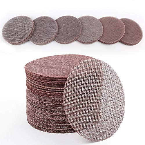 LotFancy 5 Inch Sanding Discs, 60PCS 80 100 120 180 240 320 Grit Mesh Abrasive Dustless Sandpaper Assortment for Car, Woodworking - Hook and Loop Random Orbital Sander Round Sand Paper